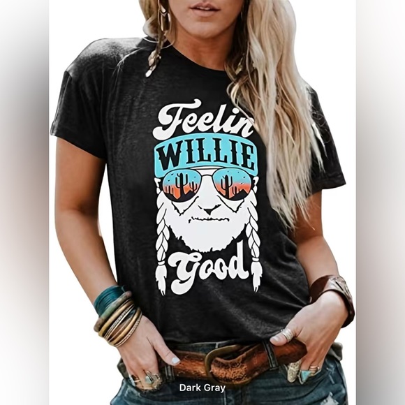 Tops | Vibes Feelin Willie Good Graphic Tee New | Poshmark